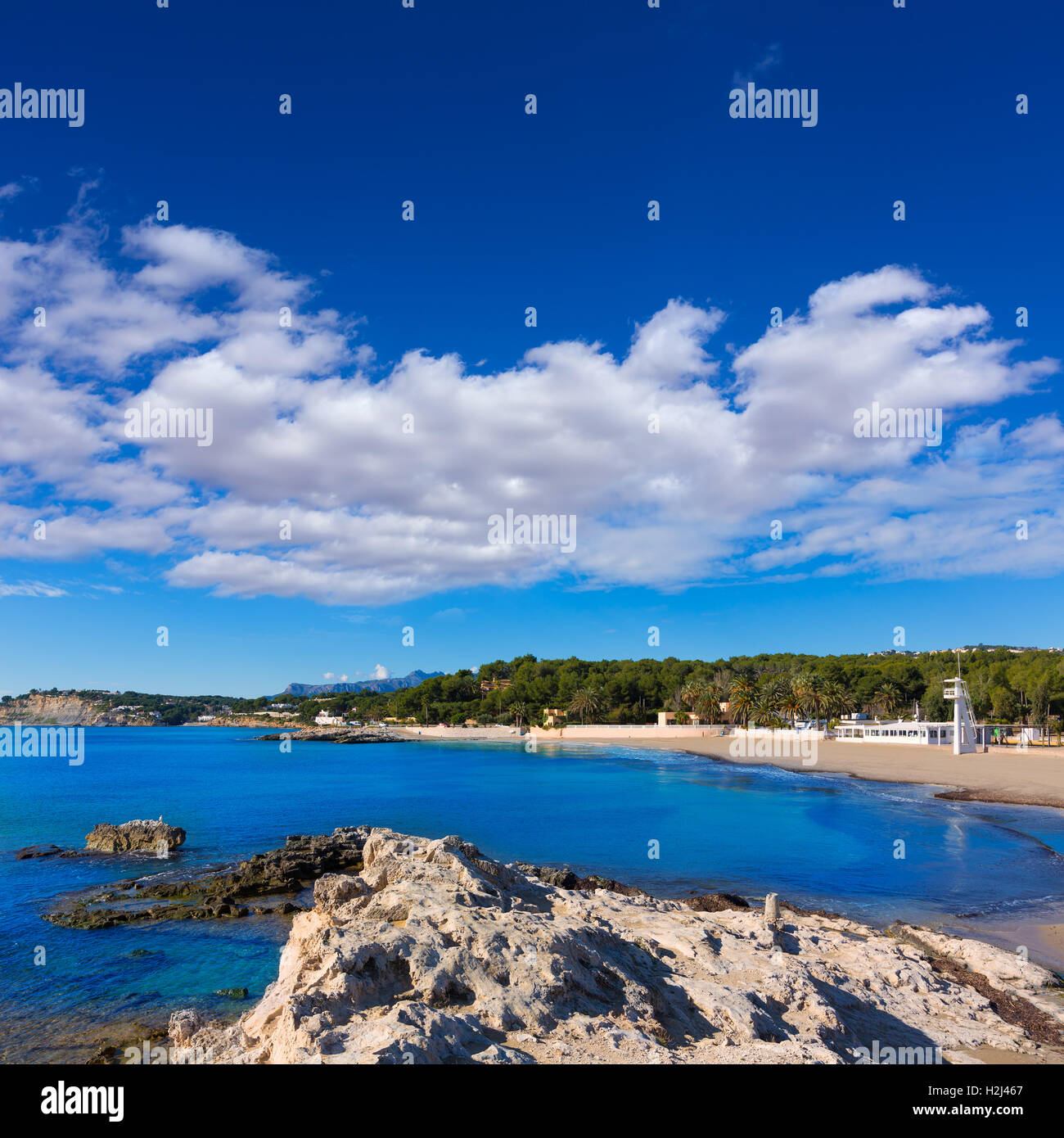 Moraira Playa la Ampolla beach in Teulada Alicante Spain Stock Photo ...