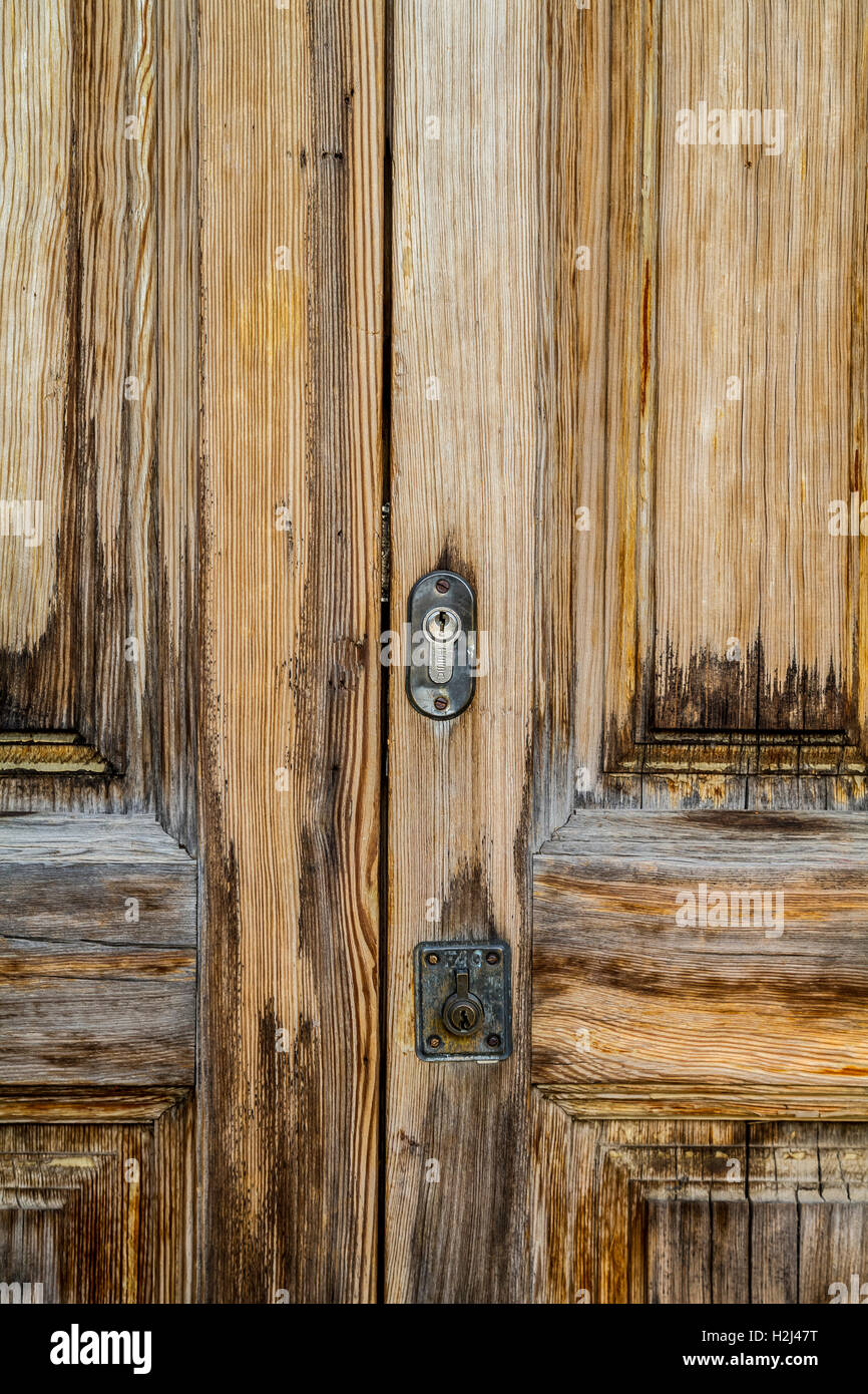 Closeup wood door with textured material Stock Photo - Alamy