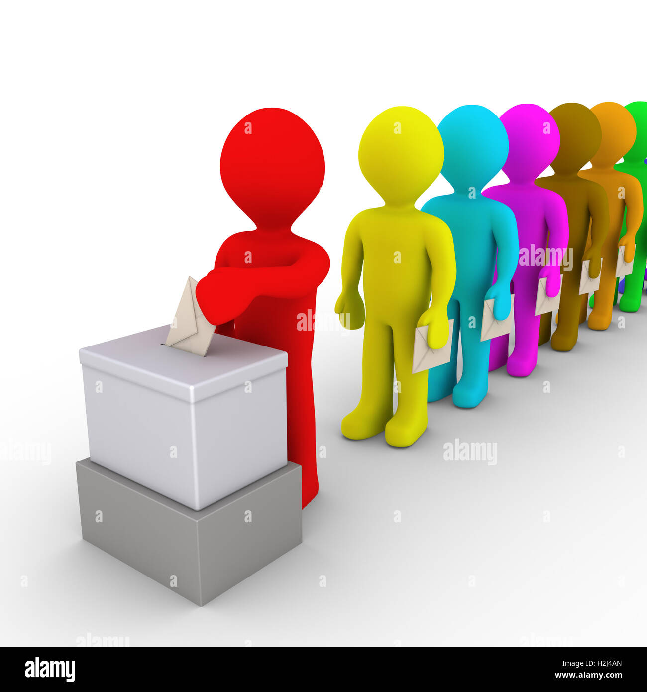 Many people in line take turn to vote Stock Photo - Alamy