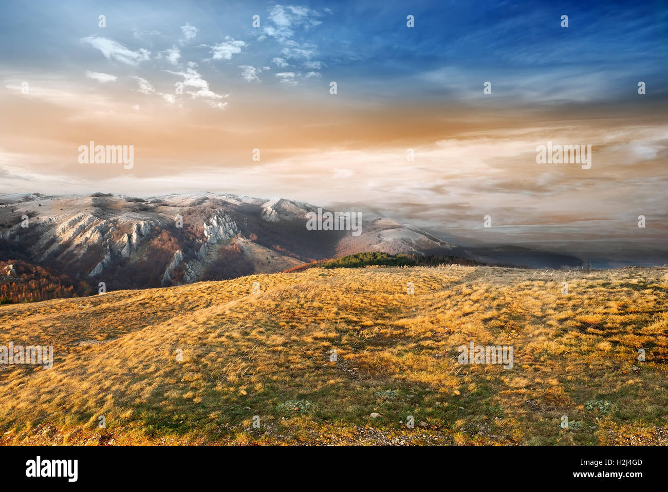 Valley in the mountains Stock Photo - Alamy