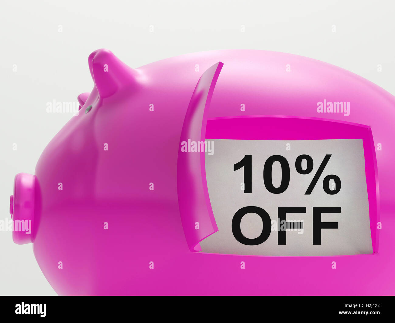 Ten Percent Off Piggy Bank Shows 10 Savings Stock Photo - Alamy