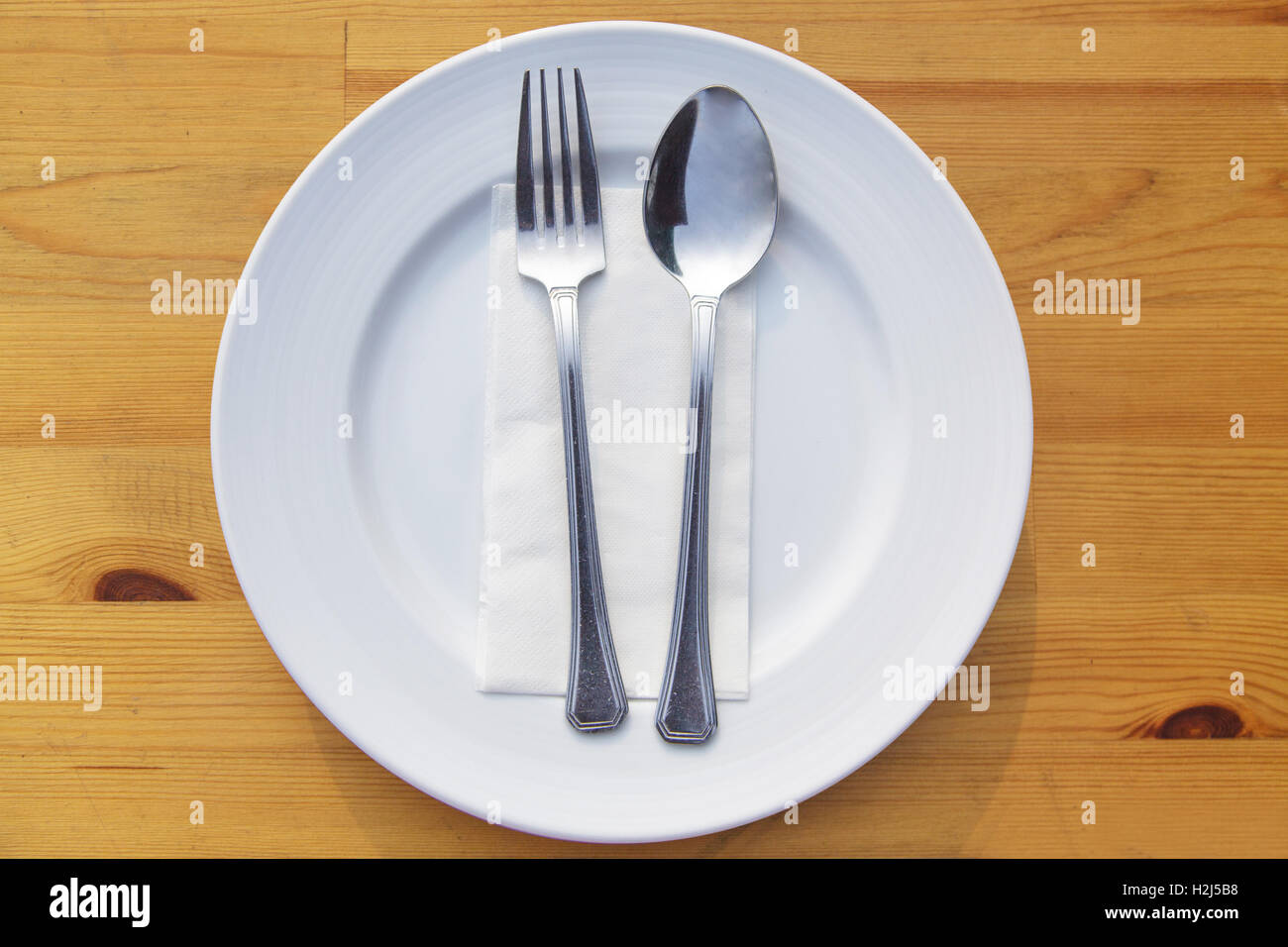 Fork and spoon and plate Stock Photo - Alamy