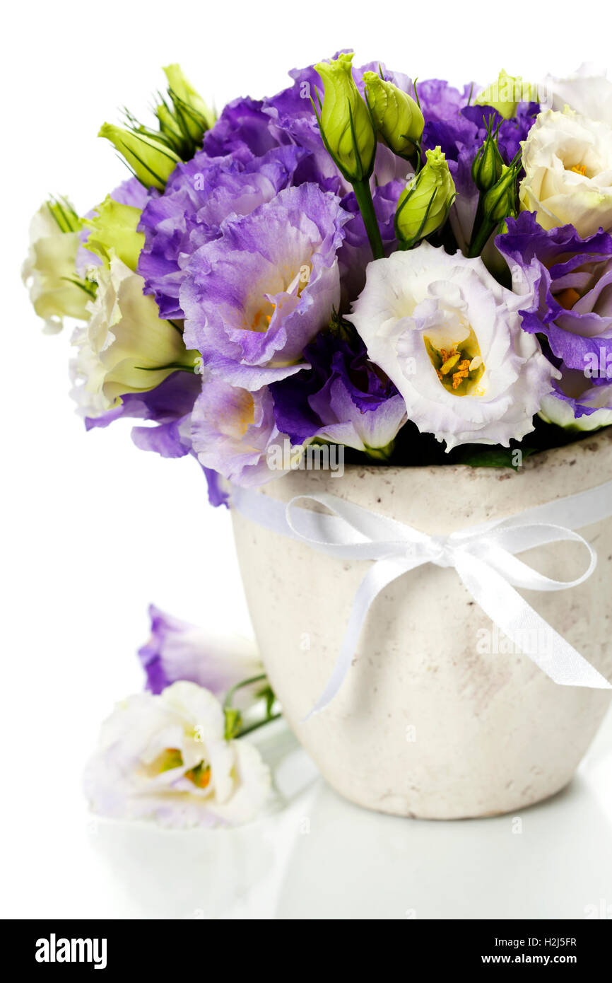 Beautiful eustoma flowers bouquet Stock Photo - Alamy