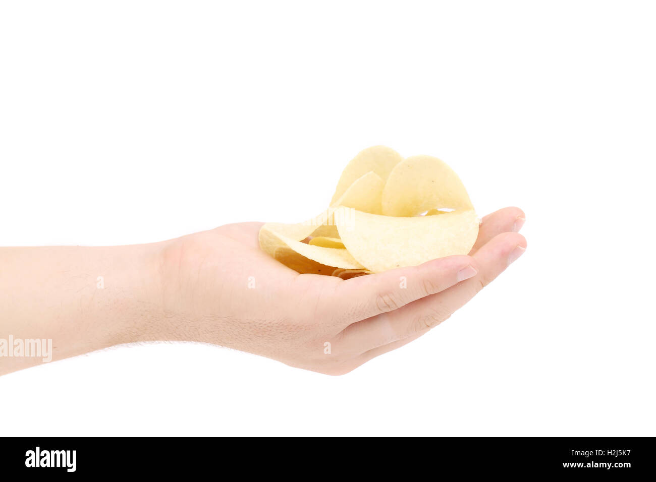 Hand holds potato chips Stock Photo - Alamy