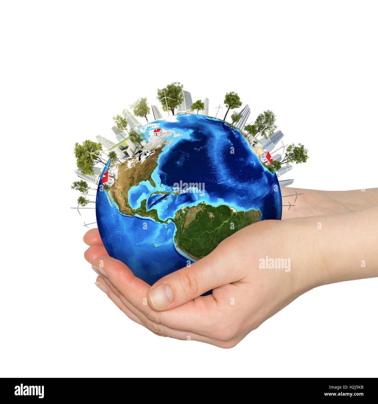 Hands holding earth Stock Photo - Alamy