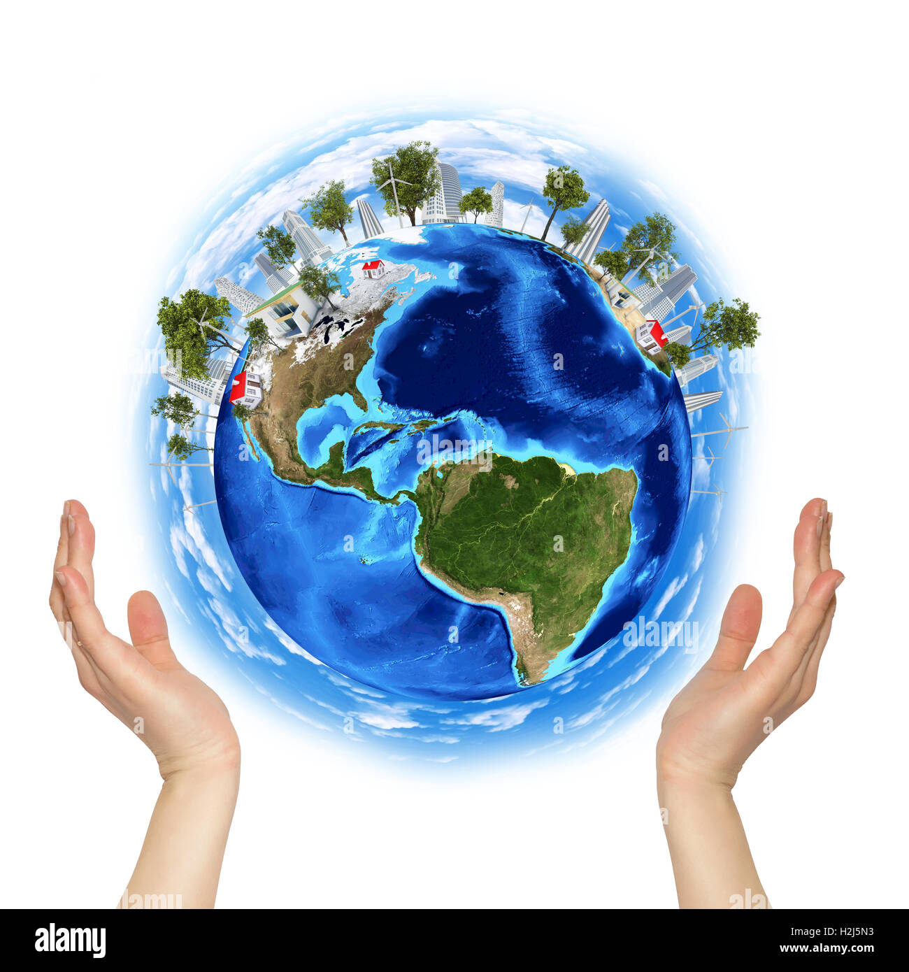 Hands holding earth Stock Photo - Alamy