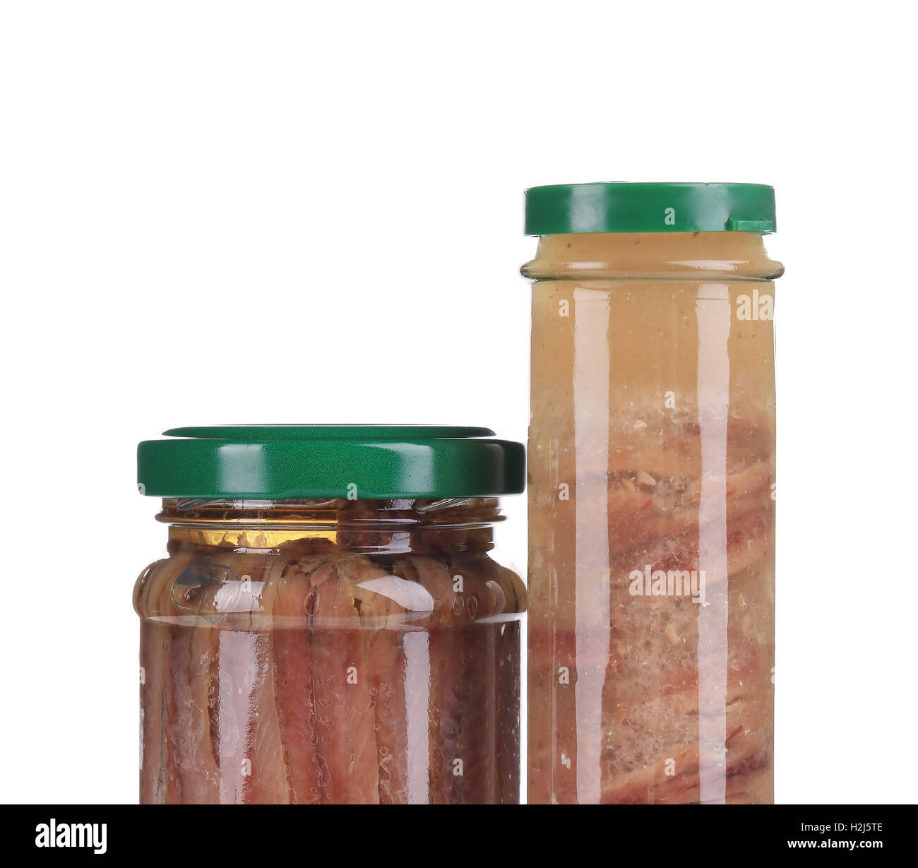 Jar of anchovy fillets. Close up Stock Photo - Alamy
