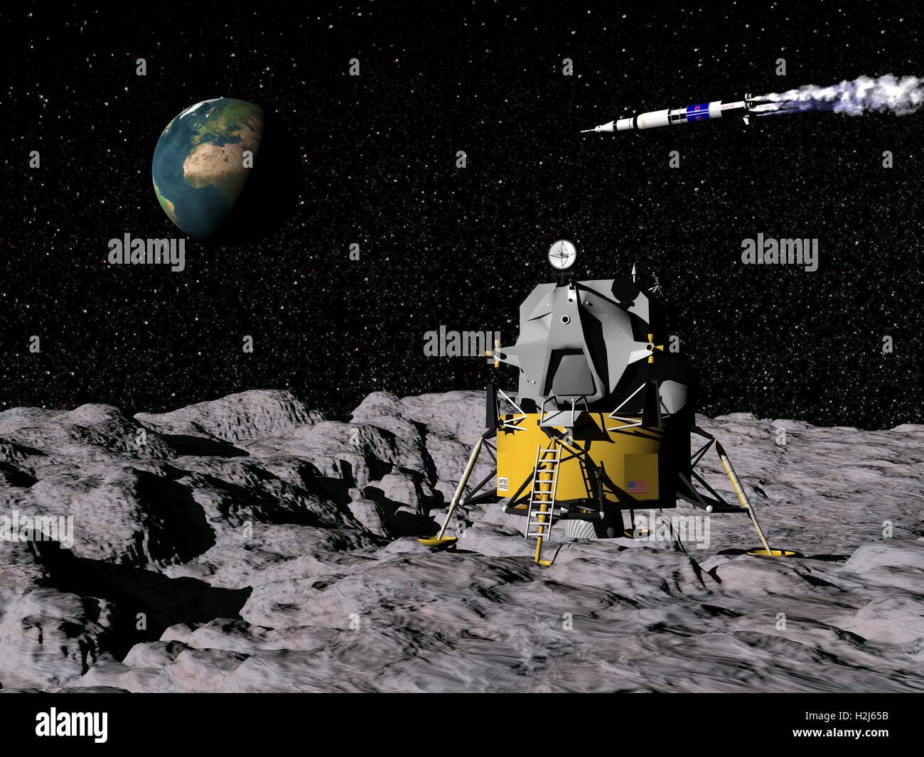 Apollo program - 3D render Stock Photo - Alamy
