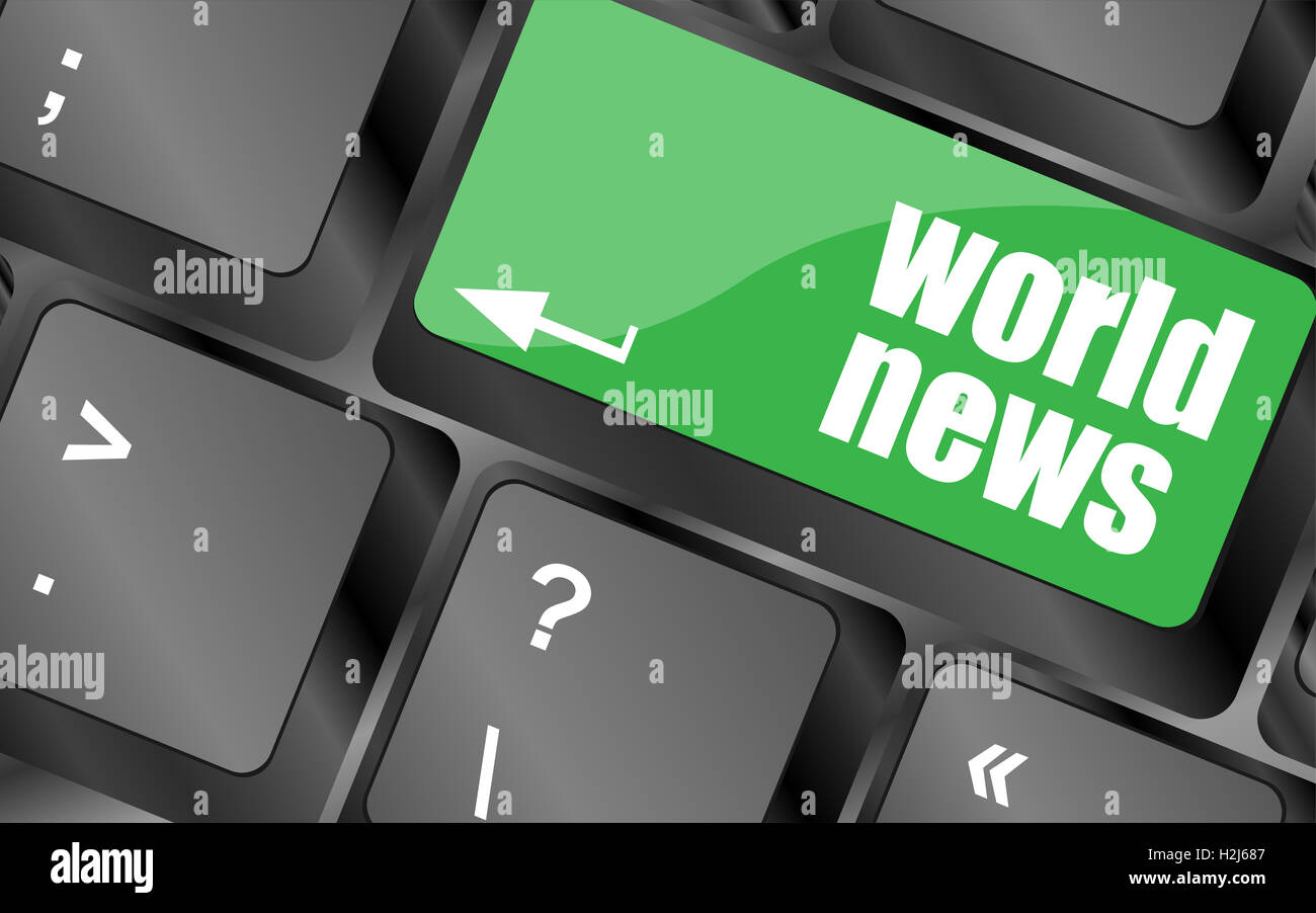 words world news on computer keyboard key Stock Photo - Alamy