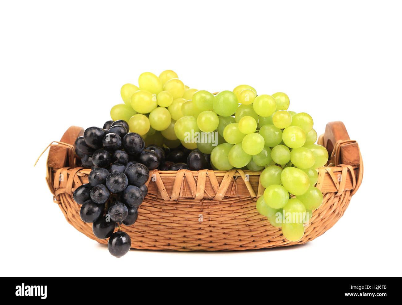 Assortment of ripe grapes in basket Stock Photo - Alamy