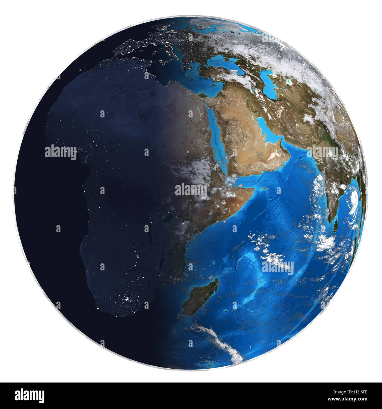 Photorealistic Earth. Day and night Stock Photo - Alamy