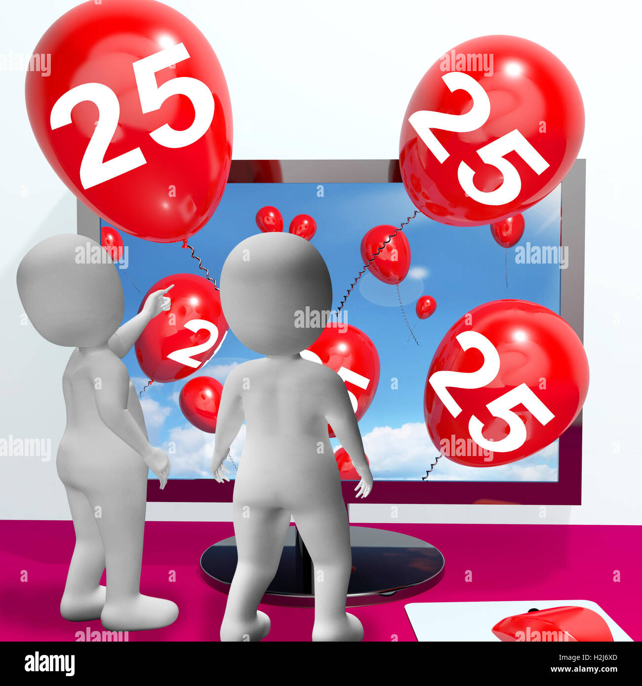 Number 25 Balloons from Monitor Show Online Invitation or Celebr Stock ...