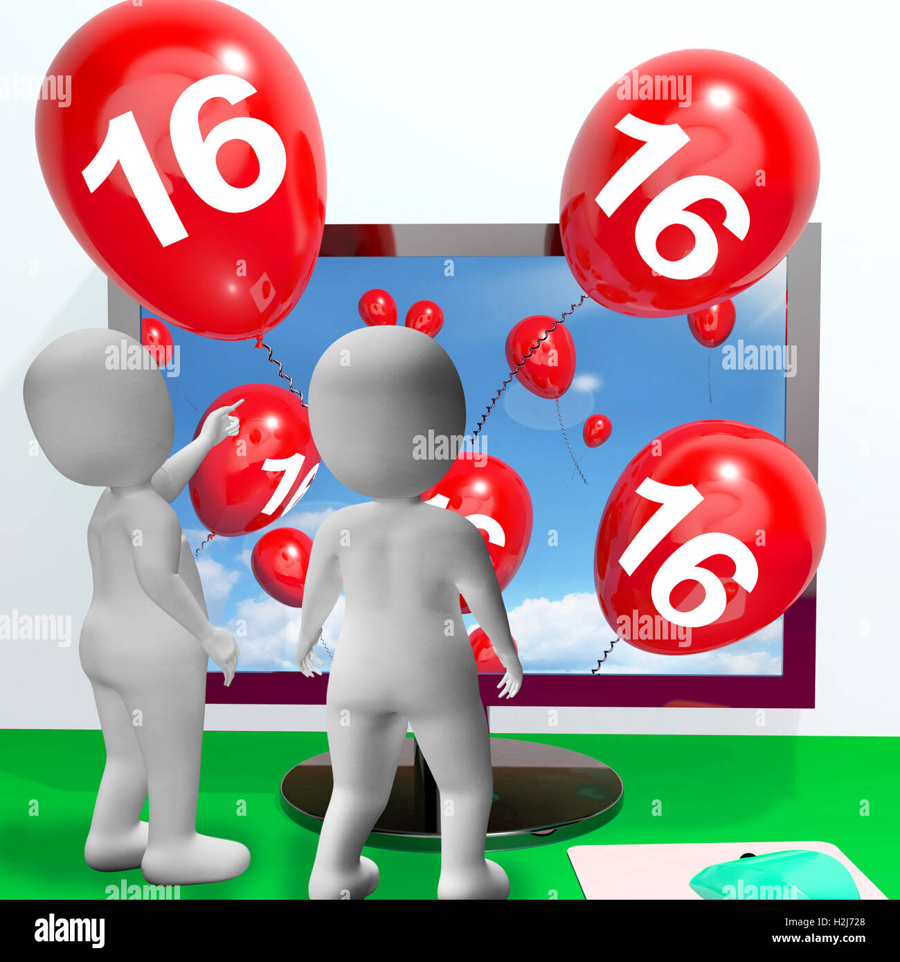 Red Number 16 Balloons