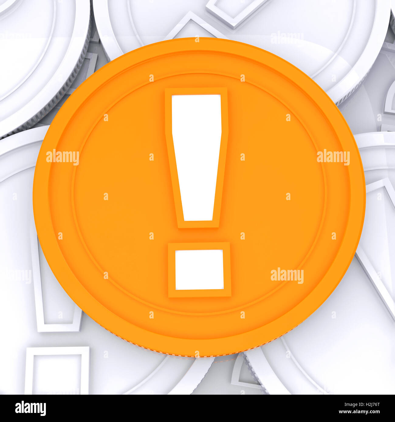 Exclamation Mark Coin Means Surprise Or Warning About Money Stock Photo ...