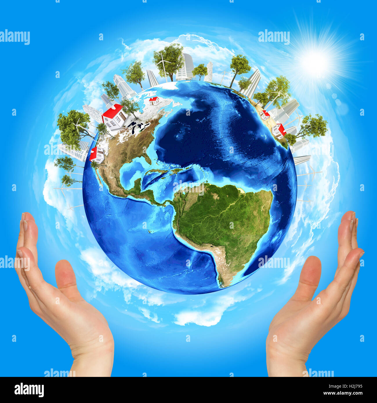 Hands holding earth Stock Photo - Alamy
