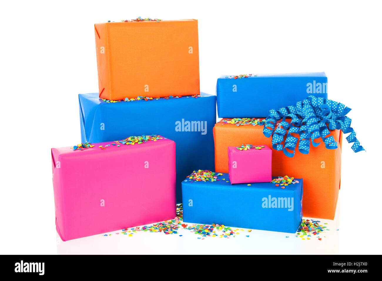Gifts in many colors Stock Photo - Alamy