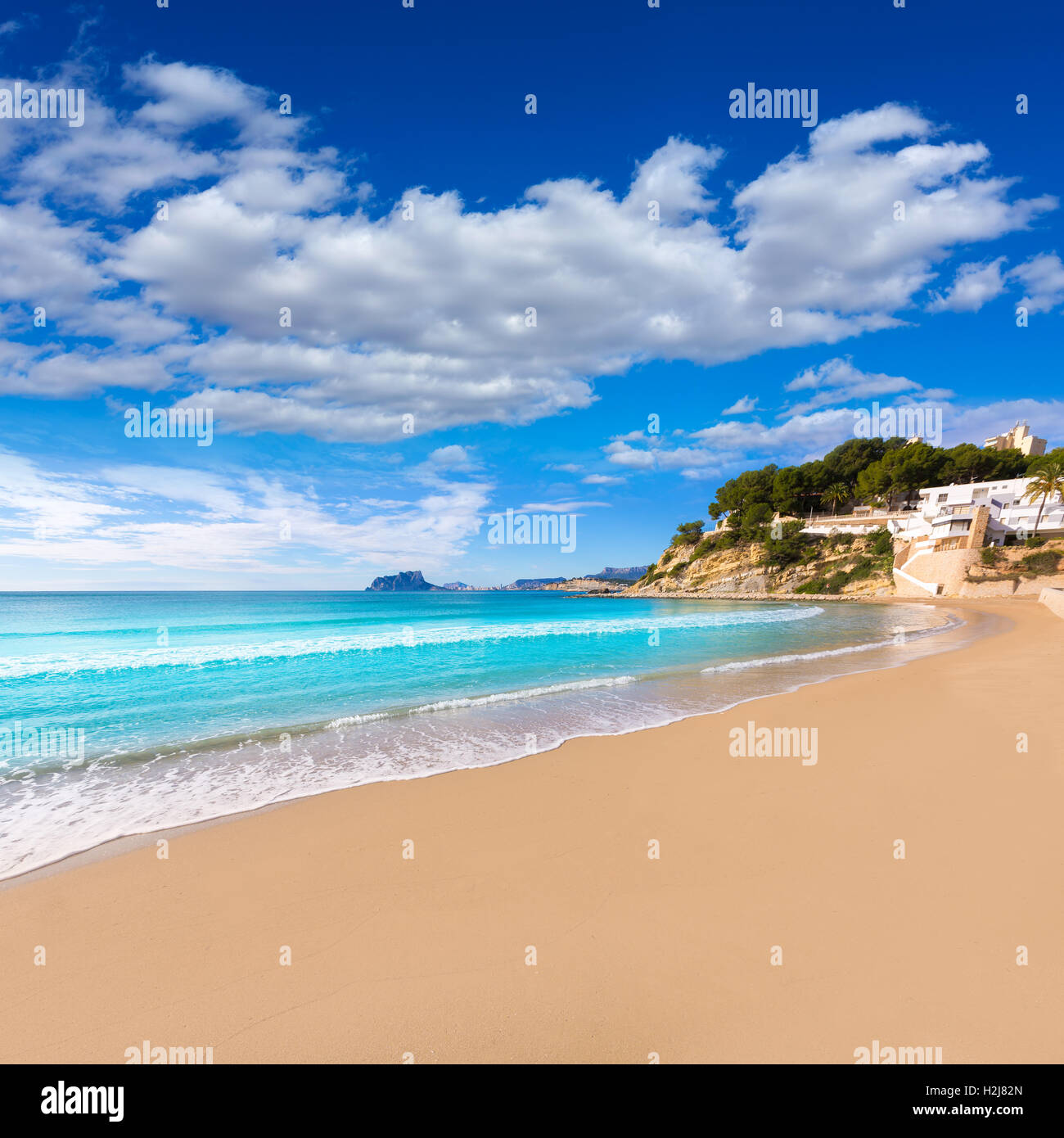 Moraira playa El Portet beach turquoise water in Alicante Stock Photo ...