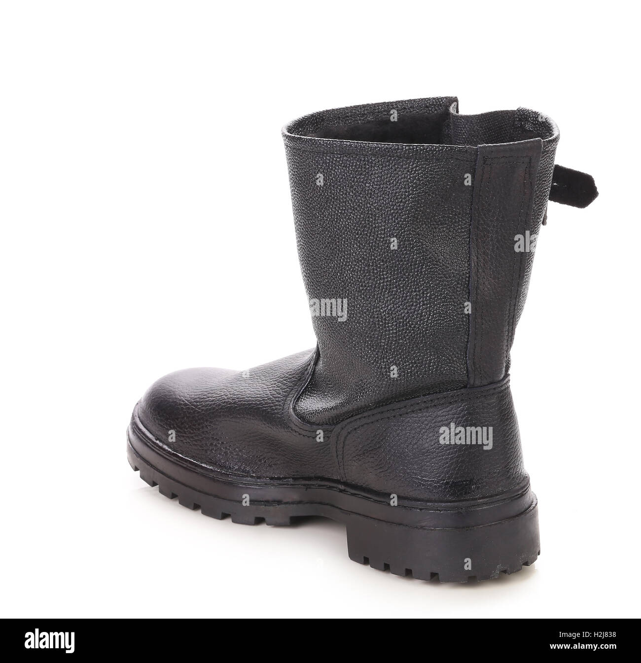 Black leather boot Stock Photo - Alamy