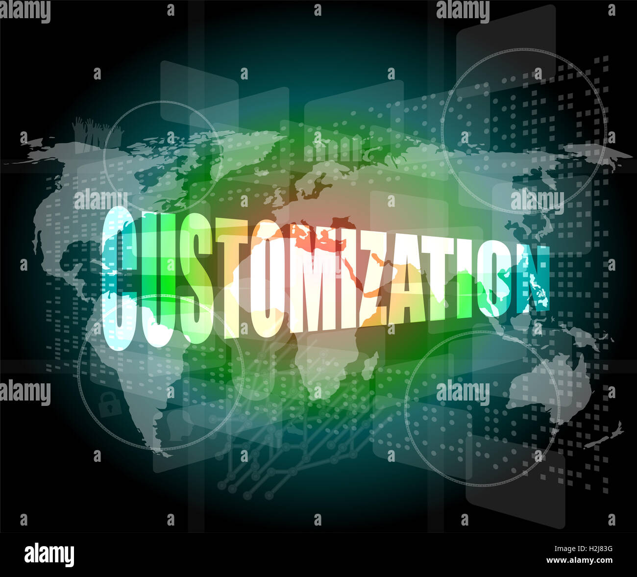 customization word on digital binary touch screen Stock Photo - Alamy