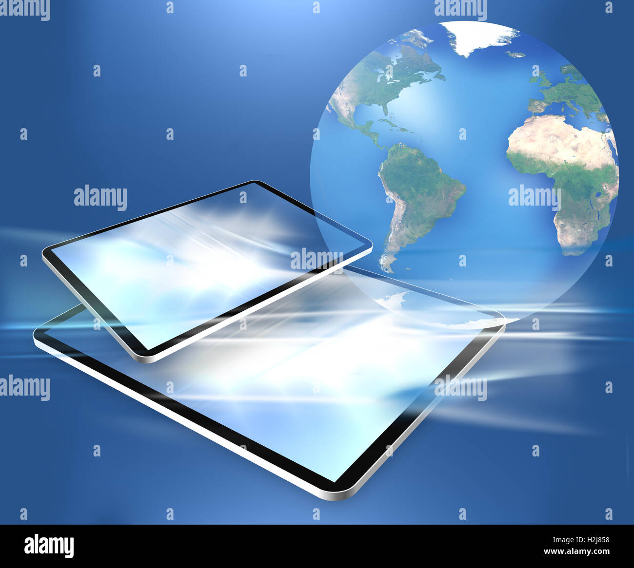 modern tablet 3d and earth Stock Photo - Alamy