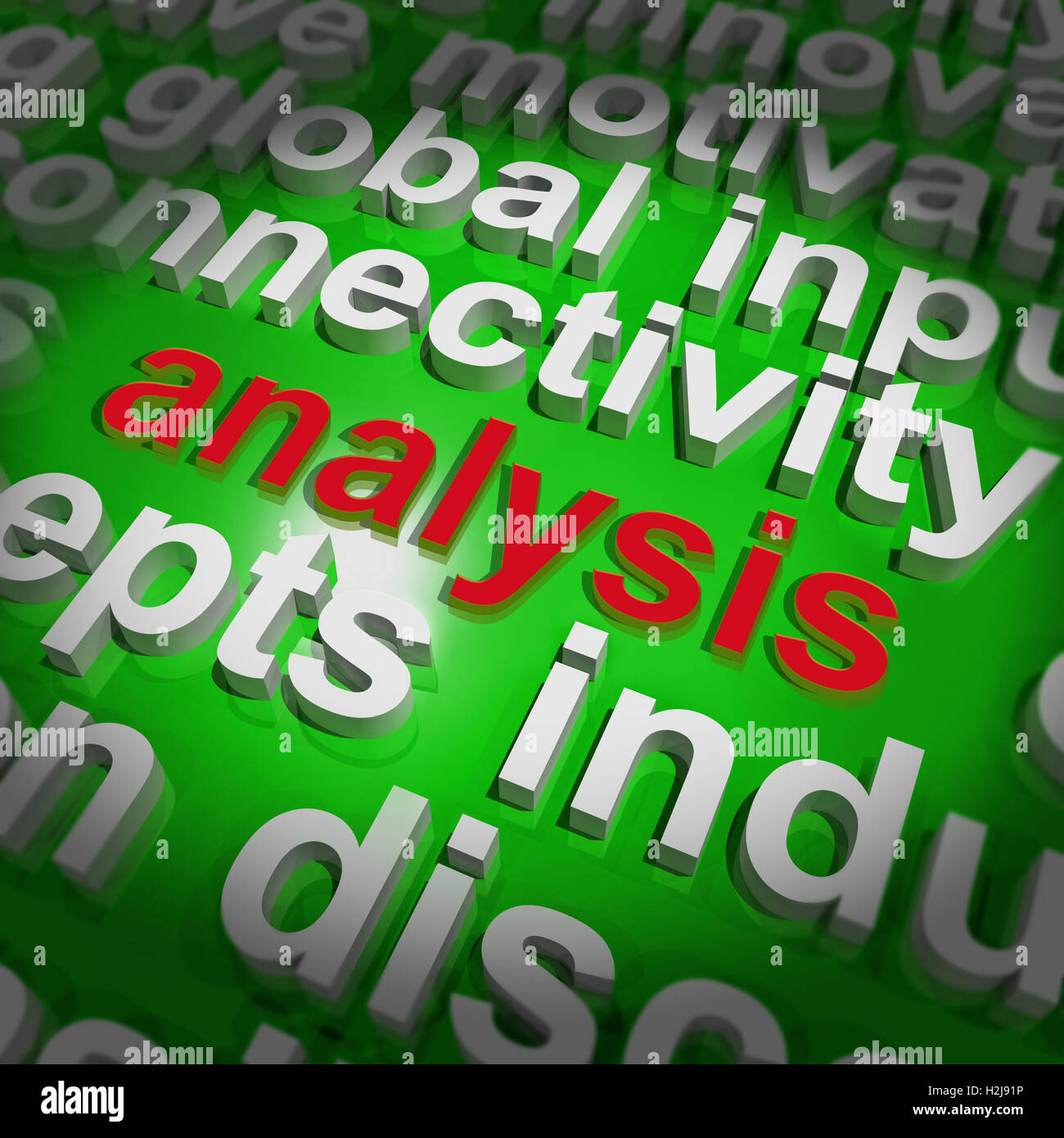 Analysis Word Cloud Shows Probe Examination Stock Photo - Alamy