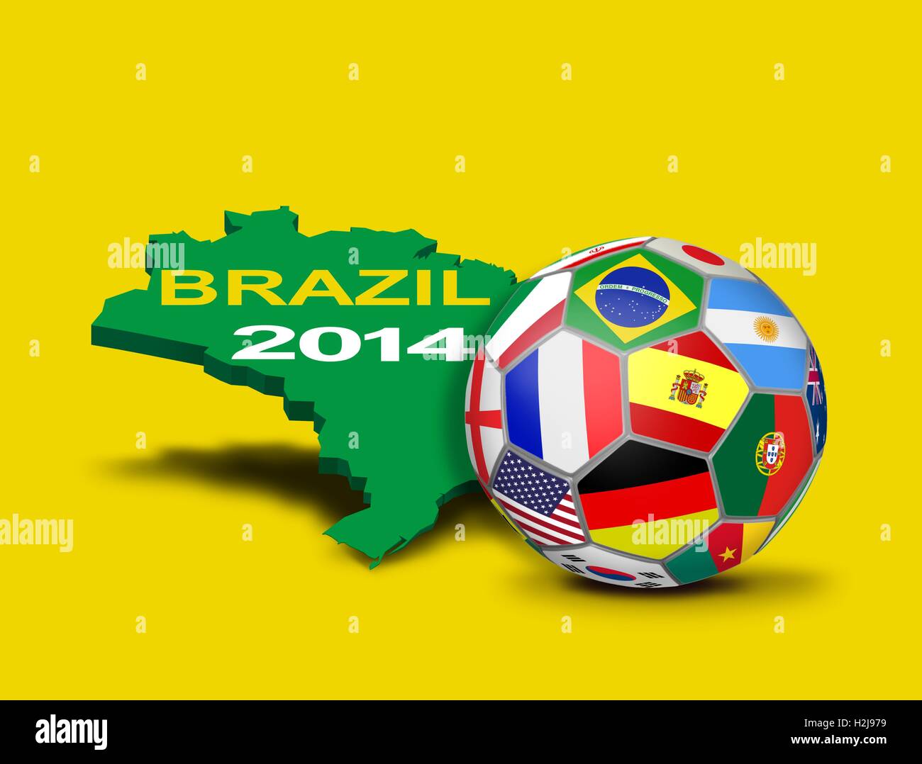 Soccer Ball with Team Flags and Brazilian Map Stock Photo - Alamy