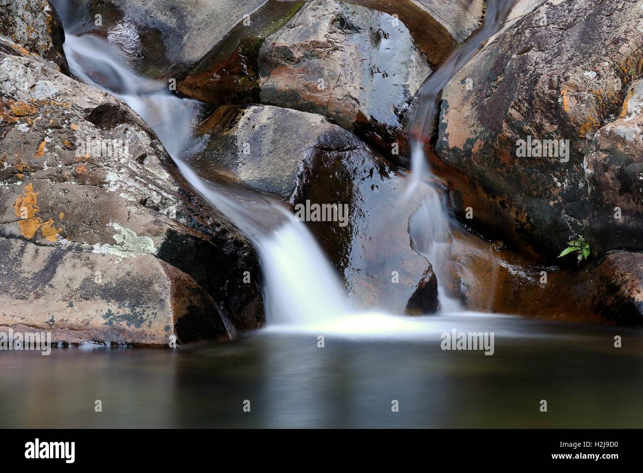 Waterfall and Rocks Stock Photo - Alamy