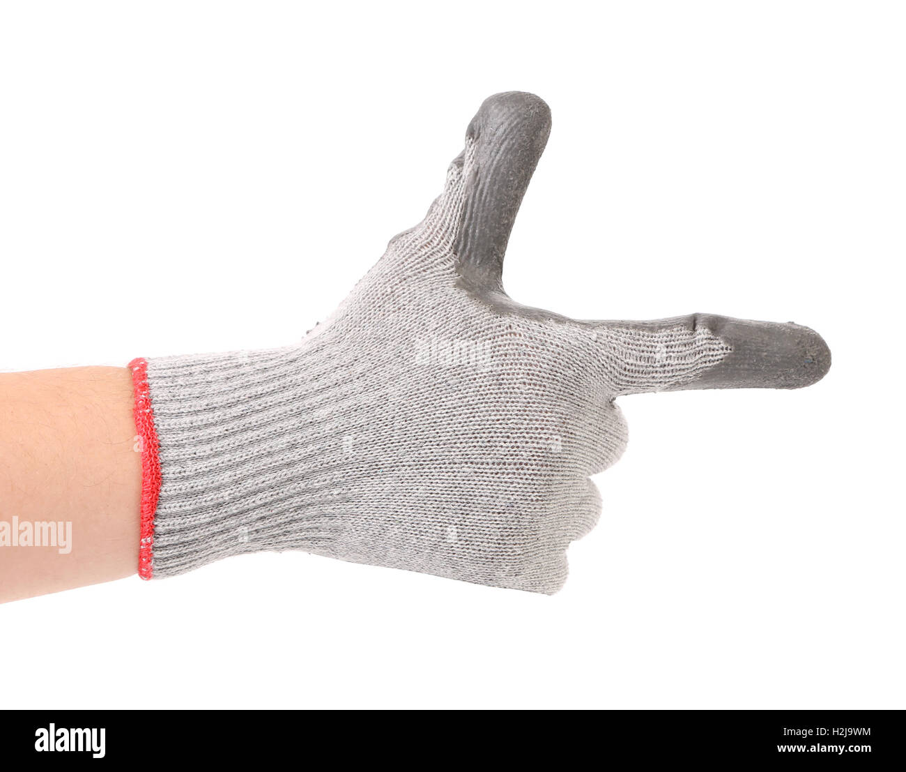 Hand in gloves shows one Stock Photo - Alamy