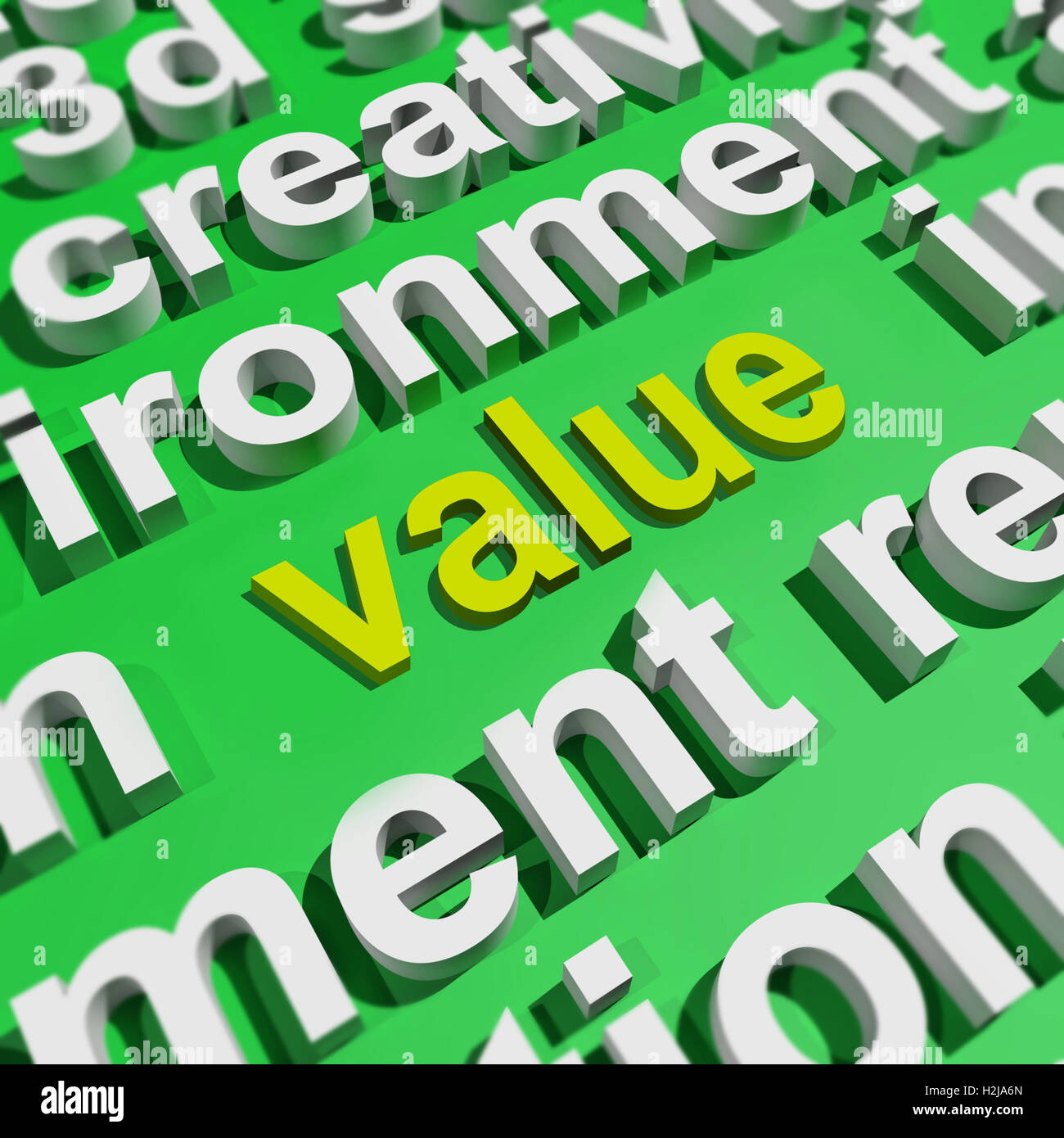 Value In Word Cloud Shows Worth Importance Or Significance Stock Photo ...
