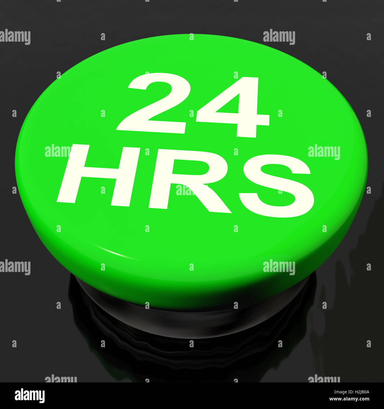 Twenty Four Hours Button Shows Open 24 hours Stock Photo - Alamy