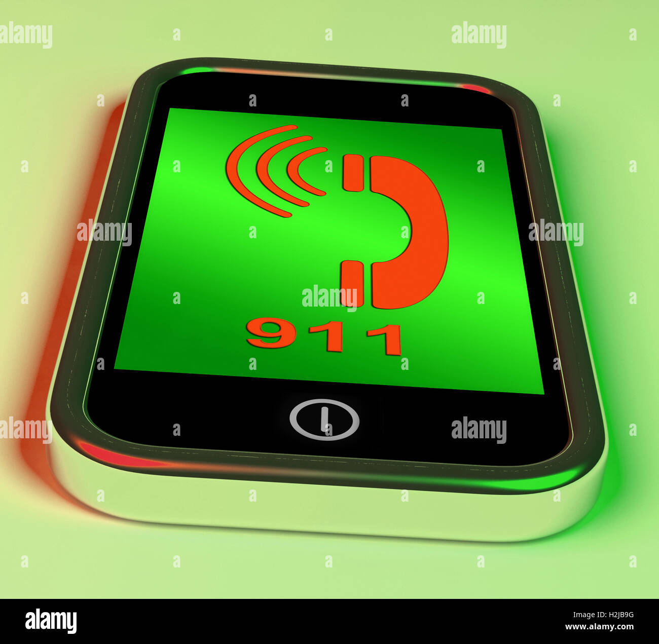 Nine One On Phone Shows Call Emergency Help Rescue 911 Stock Photo - Alamy