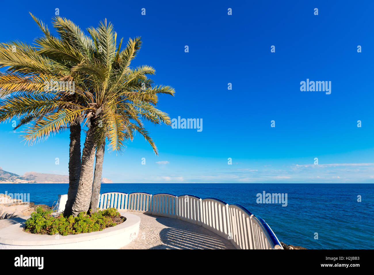 Altea beach balconade typical white Mediterranean village Alican Stock ...