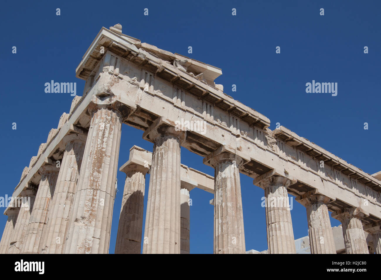 Ancient ruins of the parthenon, partially restored, in Athens, on the ...