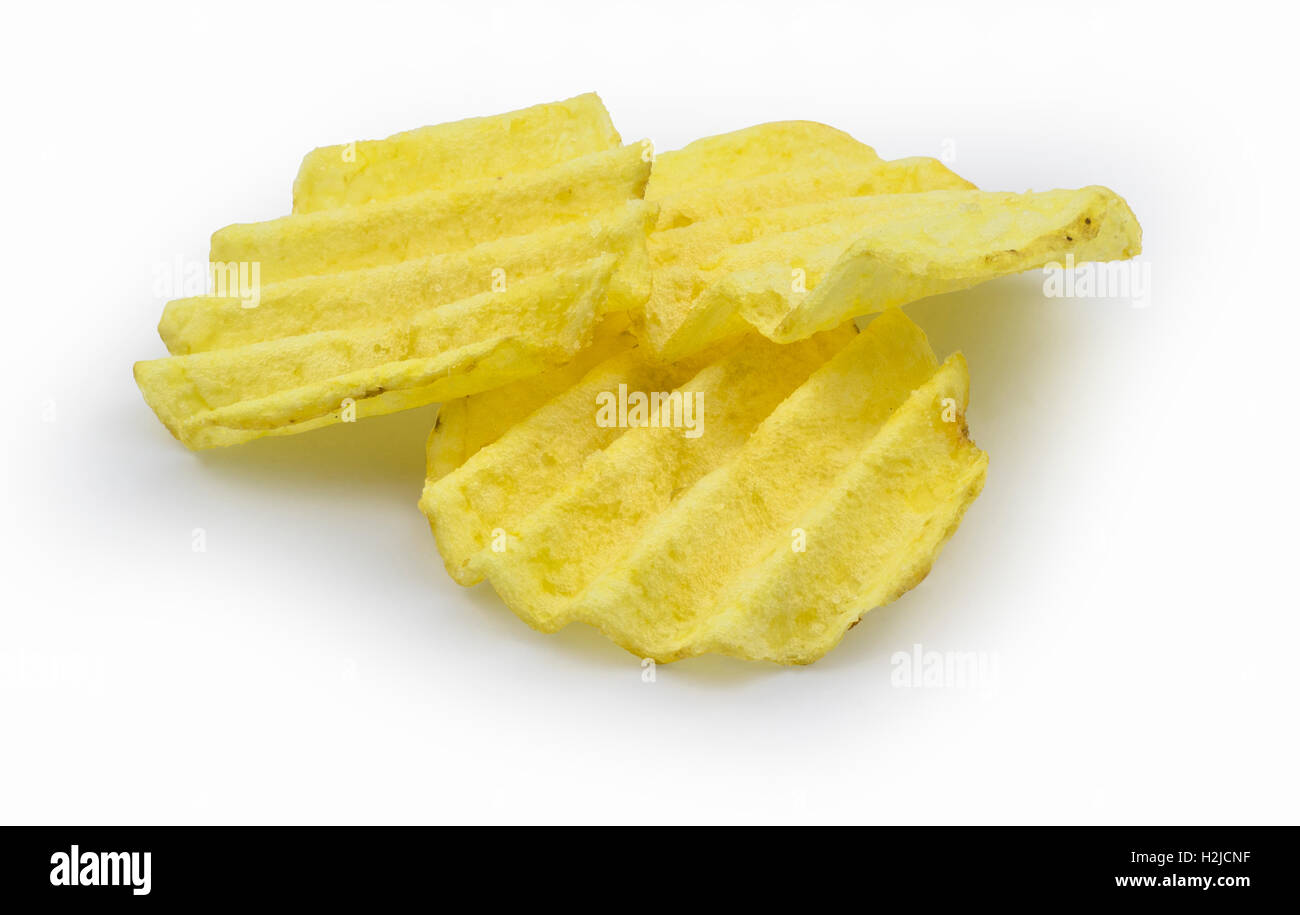Ridge cut potato chips. Clipping path included in jpeg Stock Photo - Alamy