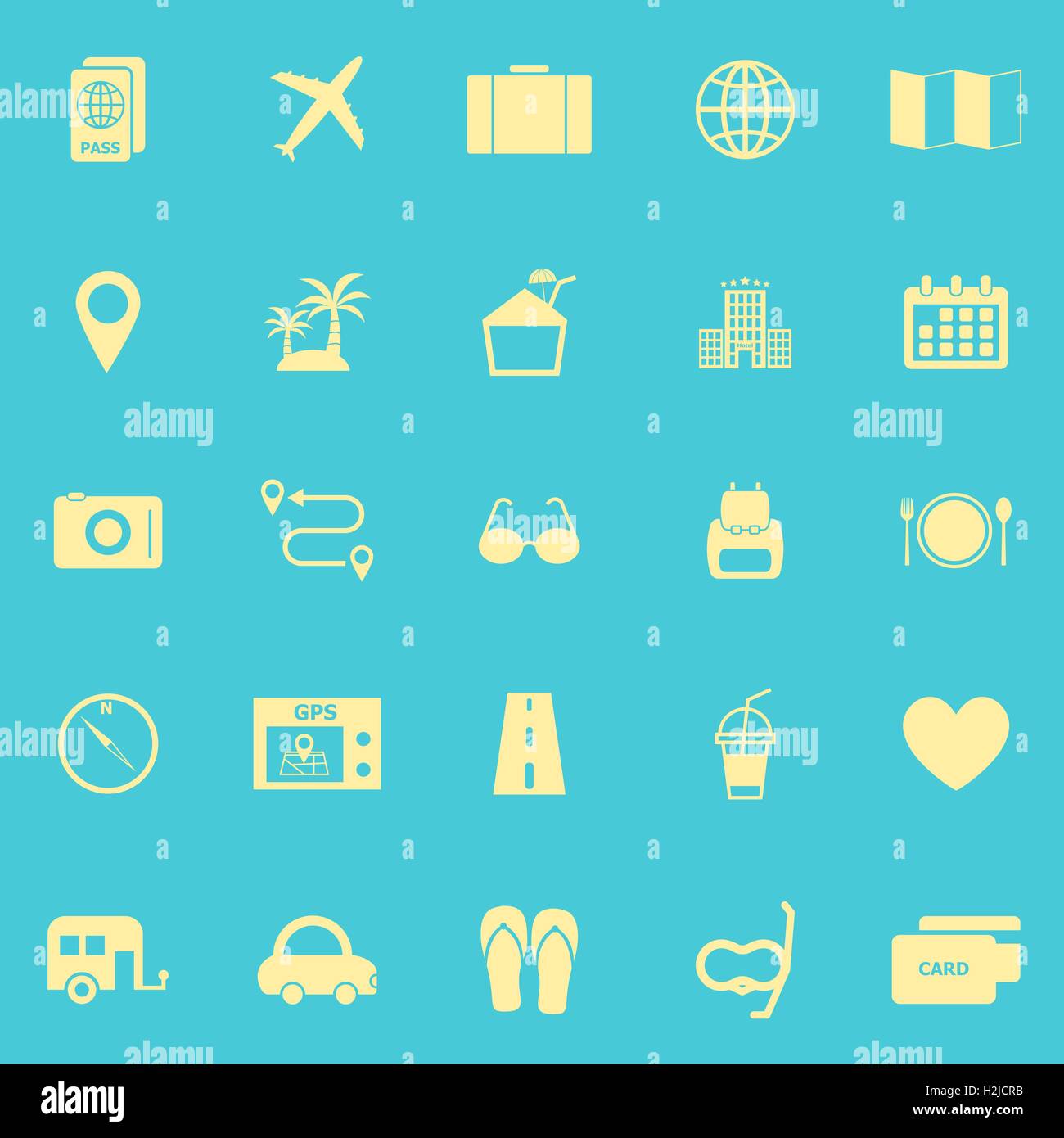 Trip color icons on blue background, stock vector Stock Vector Image ...