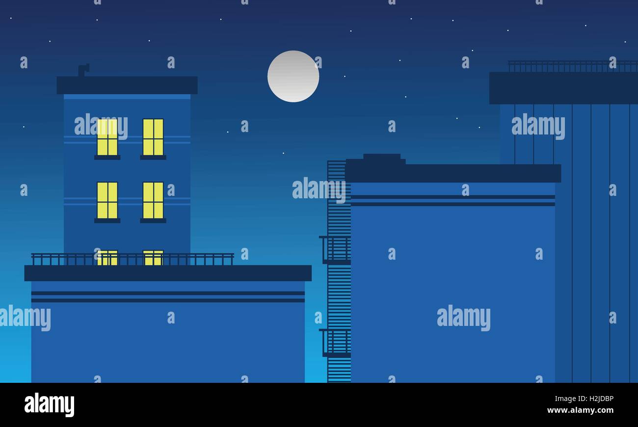Building landscape at night vector art Stock Vector Image & Art - Alamy