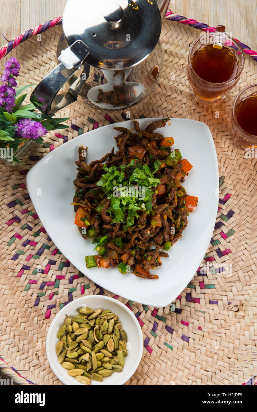 beef liver kebda, mugagal arabic food Stock Photo - Alamy