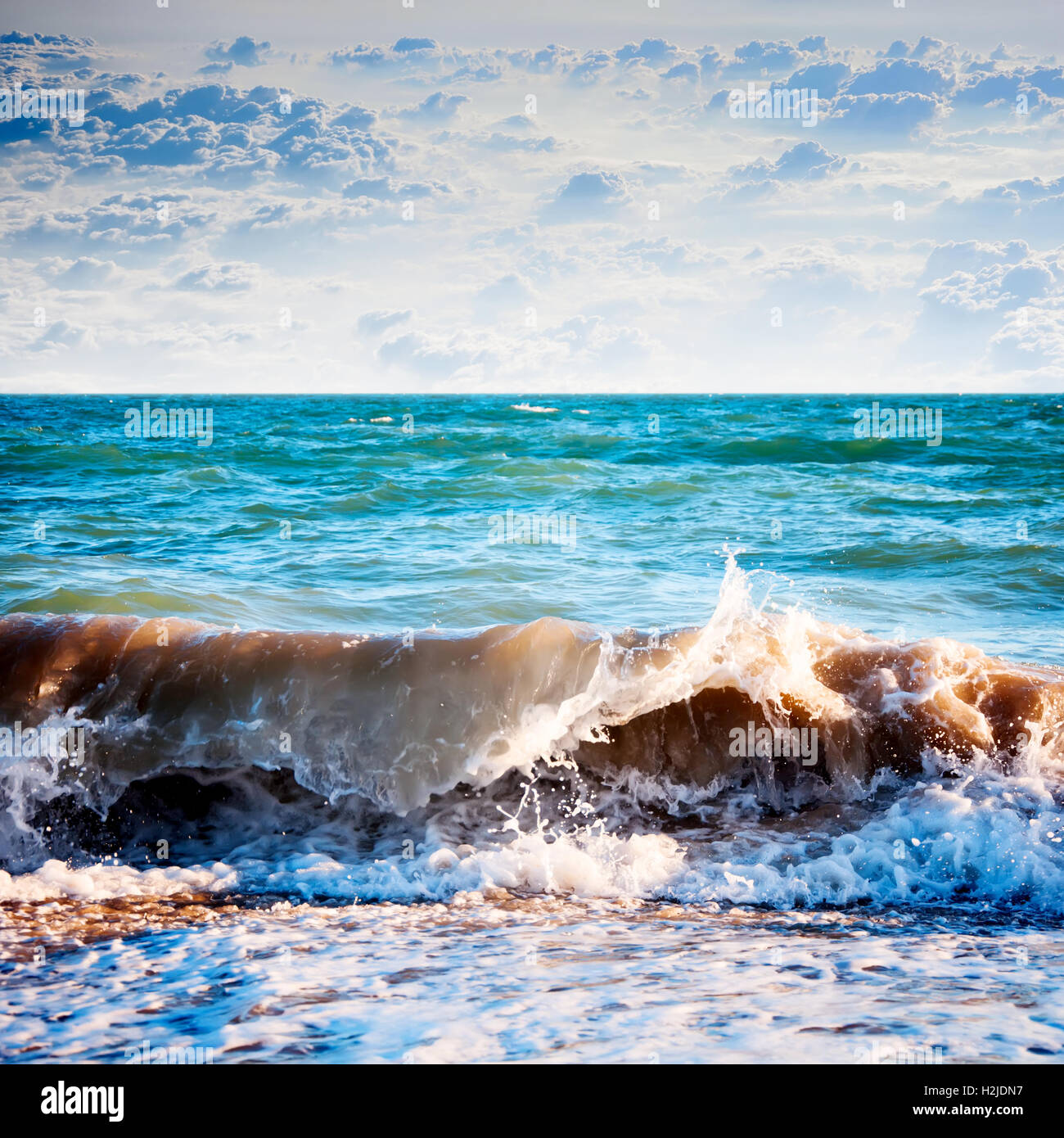 Seascape during sunrise. Beautiful natural summer seascape Stock Photo ...
