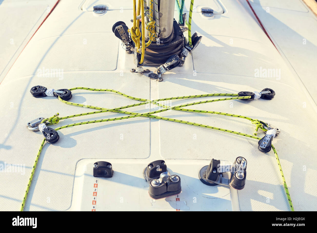 Control system staysail on sports yacht Stock Photo - Alamy