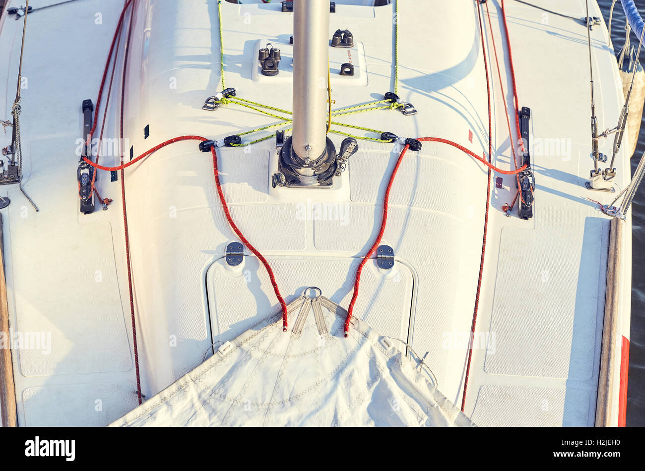 Preparation of staysail for use Stock Photo - Alamy