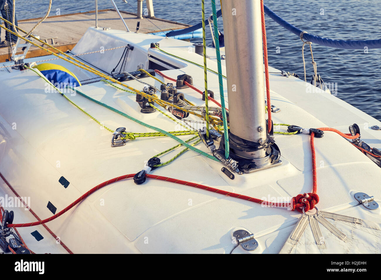 Preparation of staysail for use Stock Photo - Alamy