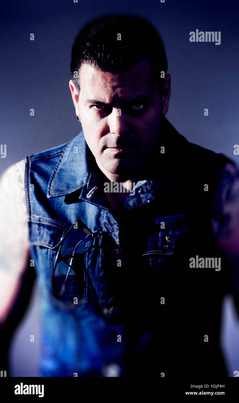 Dangerous man portrait.Angry face expression Stock Photo - Alamy