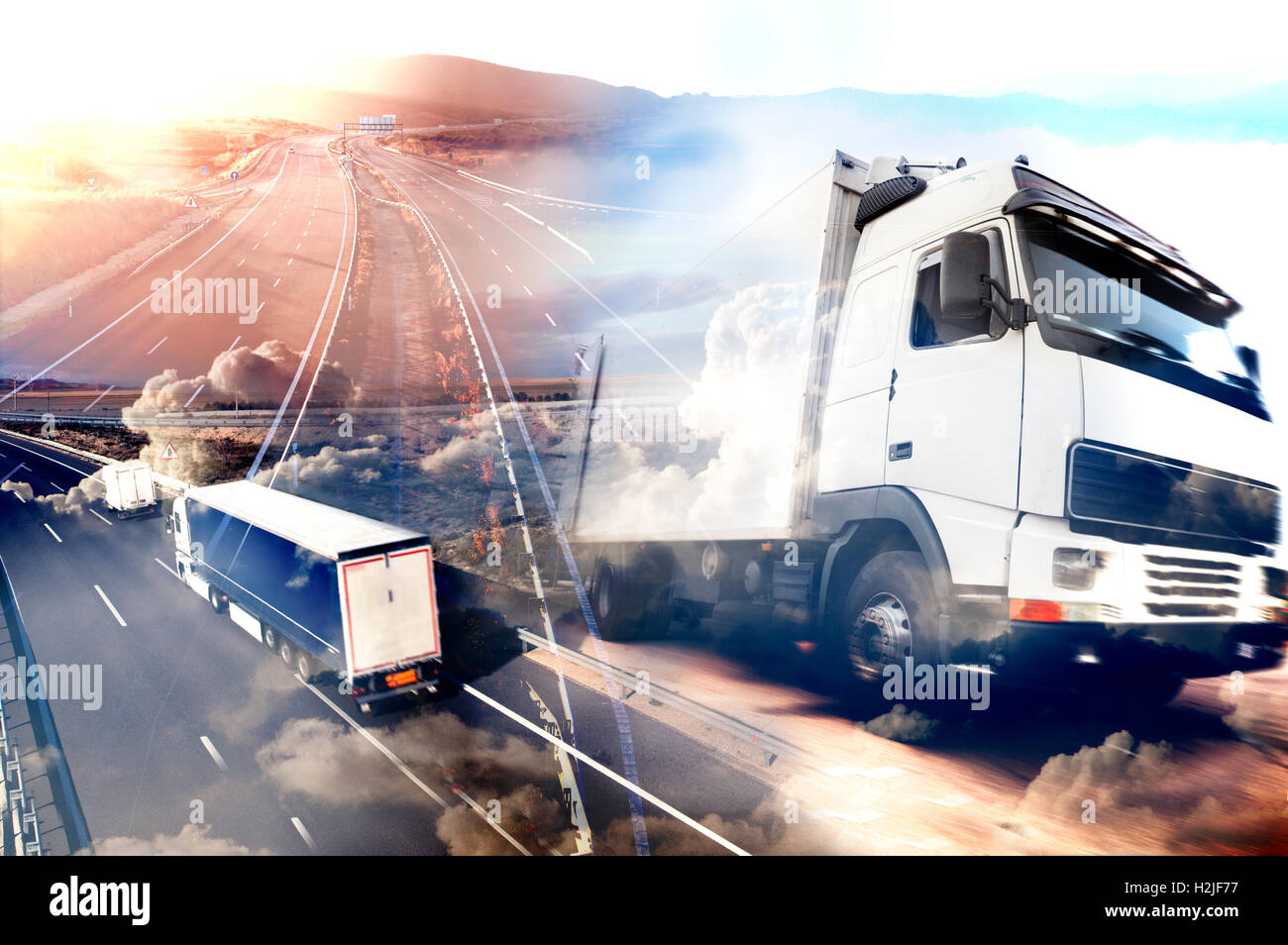 Abstract background Trucks and transport.Highway and delivering Stock ...