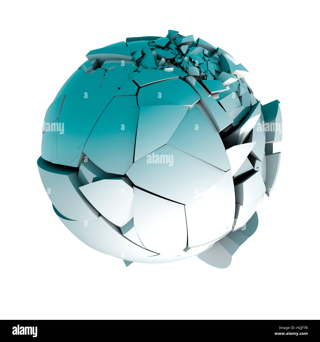 3d ball broken into pieces isolated over white Stock Photo - Alamy