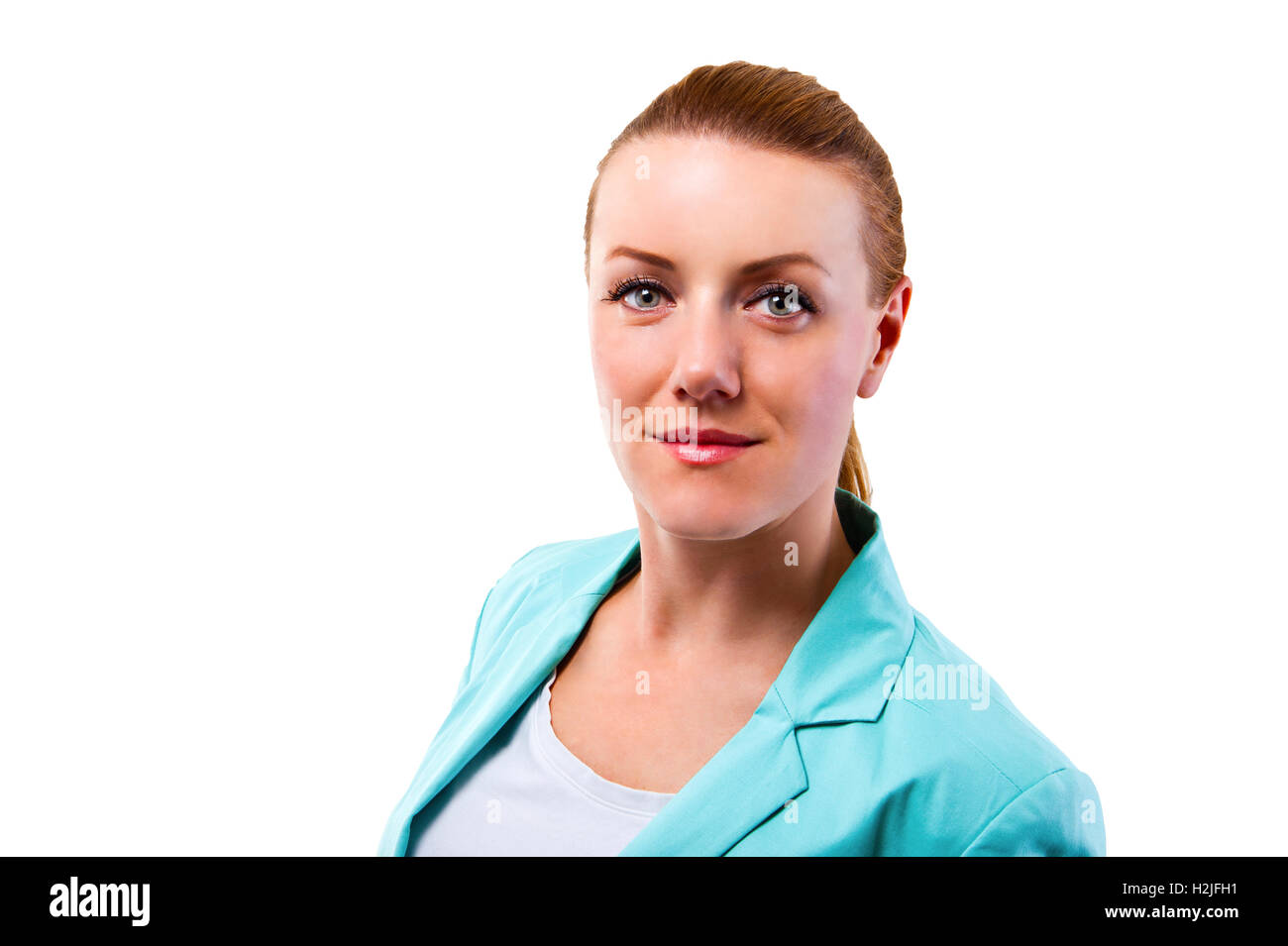 business woman on white background isolated Stock Photo - Alamy