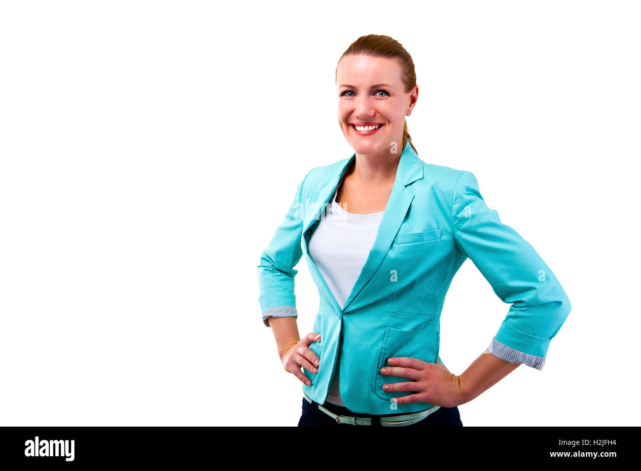 business woman on white background isolated Stock Photo - Alamy