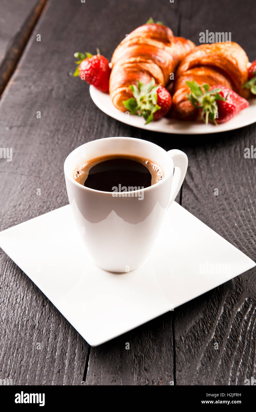 cafe and croissant Stock Photo - Alamy