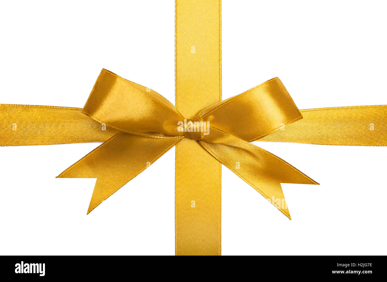 Shiny golden satin ribbon on white background Stock Photo - Alamy