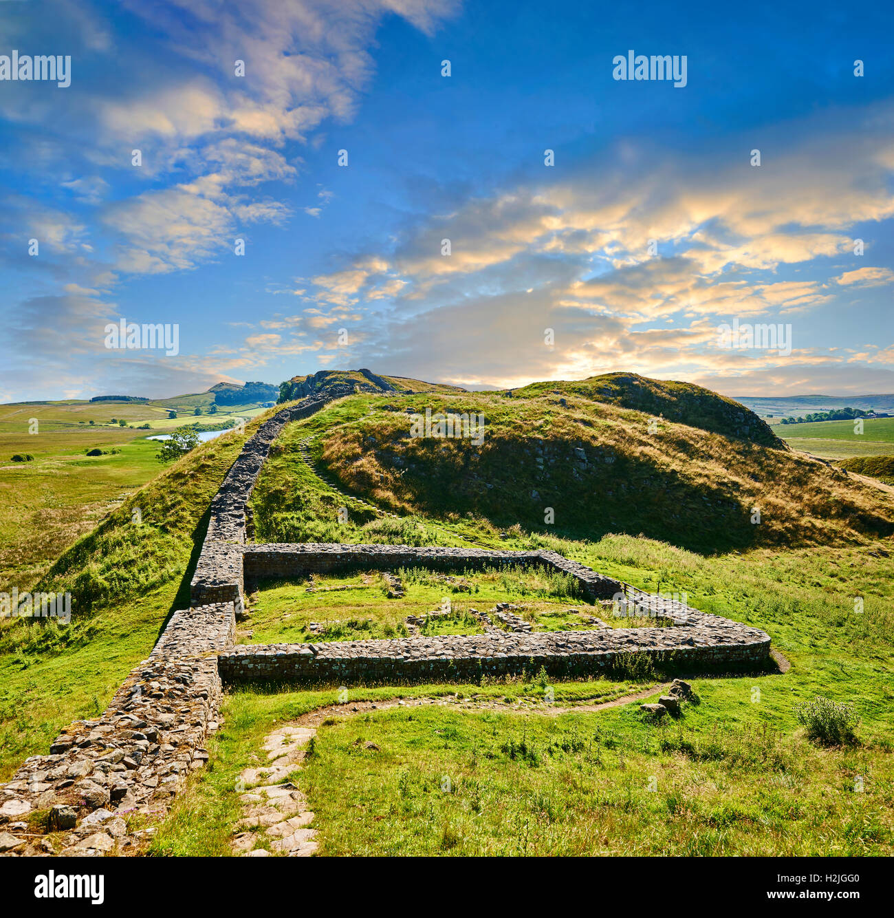 A Hadrians Wall milecastle fort near Houseteads Roman Fort, Vercovicium ...
