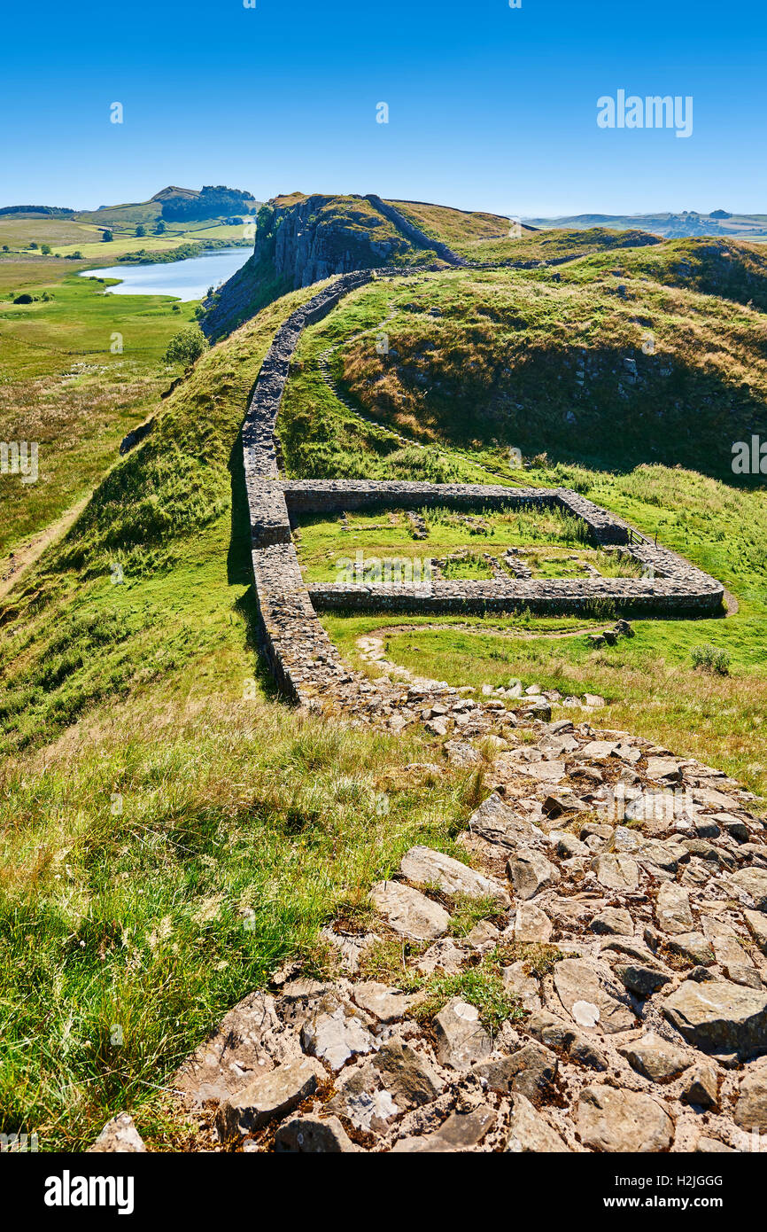 A Hadrians Wall milecastle fort near Houseteads Roman Fort, Vercovicium ...
